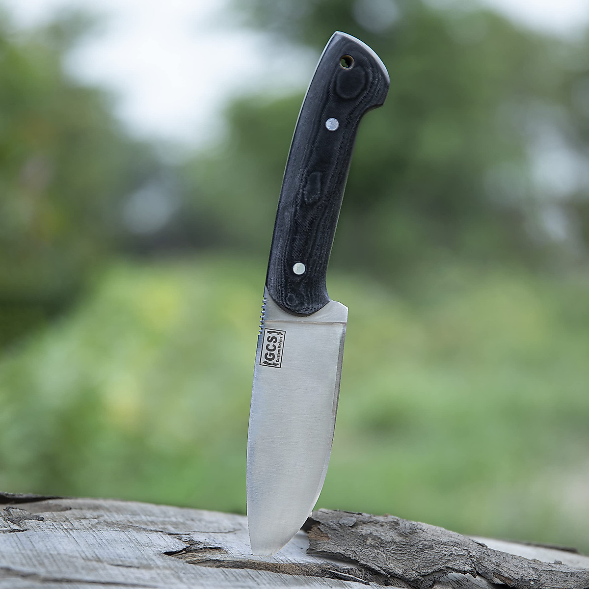 GCS Handmade Micarta Handle D2 Tool Steel Tactical knife Hunting Knife Camp Knife with leather sheath Full tang blade designed for Hunting & EDC GCS170