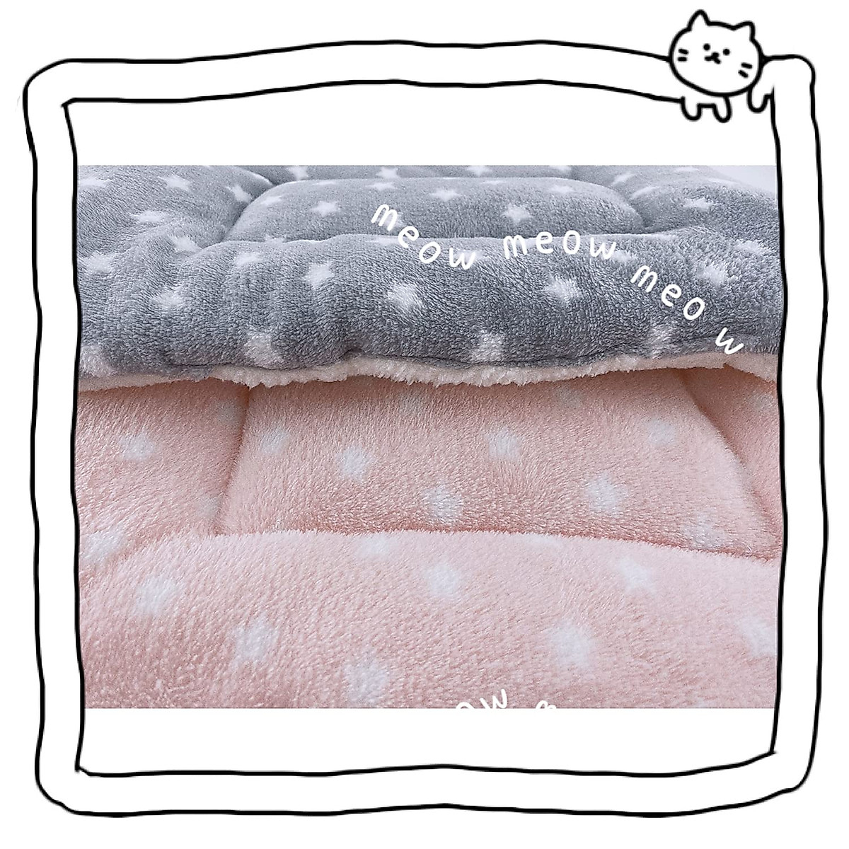 MANSHU Small Animal Plush Bed, Bunny Bed, for Bunny, Squirrel, Hedgehog, Pink and Gray 2Pcs.