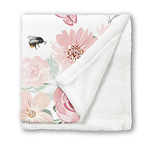 Arteaga Personalized Baby Blankets for Girls, Customized Baby Blankets for Girls, Floral Rose Baby Blanket, Best Gift for Baby, Newborn, New Mom, Super Soft Plush Fleece, 30''x40''
