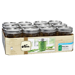Kerr 12-Count Wide Mouth Pint Glass Mason Jars 16-Ounces with Lids and Bands per (1-Case), Clear