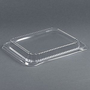 Durable Packaging Dome Lids for 12.63 x 10.5 Oblong Containers, 1.5" Half Size Steam Table Pan Lid, Low Dome, Clear, Plastic, 100/Carton