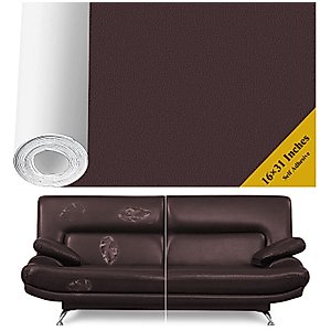 LakiBeibi Self Adhesive Leather Repair Patch, 16 x 31 Inch Leather Repair Tape Waterproof, DIY Leather Repair Patch for Sofa, Chair, Car seat, Couches, Handbages, Furniture (Dark Brown)