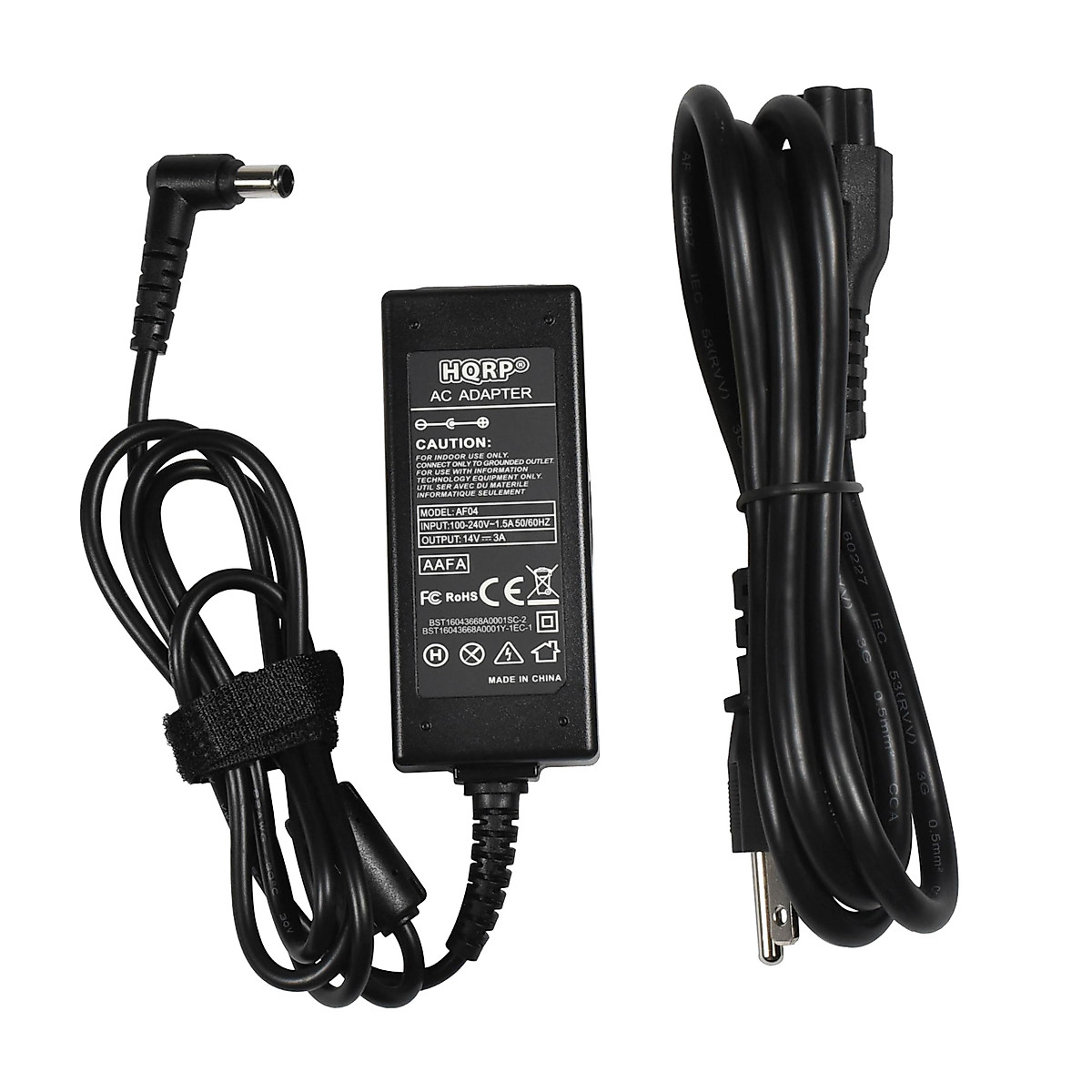 HQRP 14V 3A 6.0x4.4mm Plug AC Adapter Compatible with Samsung 15" 17" 18" 19" 20" 22" 23" 24" 27" Screen S22A300B S20A350B S24D590PL S24D390HL UN19F4000 UN22F5000 S20A550H S27D390H S23A550H Monitor