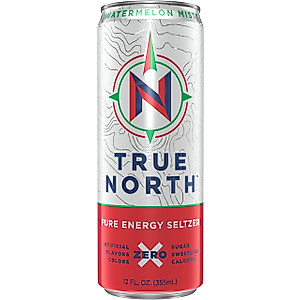 True North Pure Energy Seltzer, Watermelon Mist, 12 Fl Oz (Pack of 12)