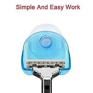 2 Package Suction Grip Razor Holder,Plastic Super Suction Cup Razor Rack,Suction Razor Hook Razor Cup Shaver Storage for Bathroom Shower Room Wall (Clear Blue)