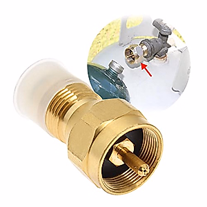 Chinshwehaw Propane Refill Adapter Lp Gas Cylinder Tank Coupler Heater Camping Hunt Fill 1lb Propane Tank from 20lb Propane Air Tank QCC1 Adapter POL Inflation Connector Tank Easy to Use, Solid Brass