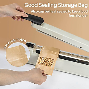 MAQIHAN 50 Stand Up Pouches Bags - 3.5"×5.5" Resealable Ziplock Kraft Paper Bags Window Food Packaging Homemade Bagel Bread Cookie Candy Tea Herb Spice Coffee Jerky Dog Treat Bags Small Business