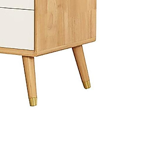 ZHAOLEI Solid Wood Bedside Storage Cabinet, Simple and Double Drawer Design Bedside Table