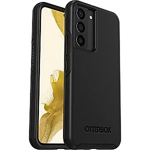 OtterBox Galaxy S22 Symmetry Series Case - BLACK, ultra-sleek, wireless charging compatible, raised edges protect camera & screen