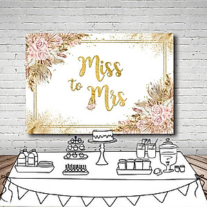 MEHOFOND Boho Miss to Mrs Backdrop Bridal Shower Chic Pink Flowers Bride to Be Engagement Photo Studio Banner Pampas Grass Photography Background Decoration Cake Table Supplies 7x5ft