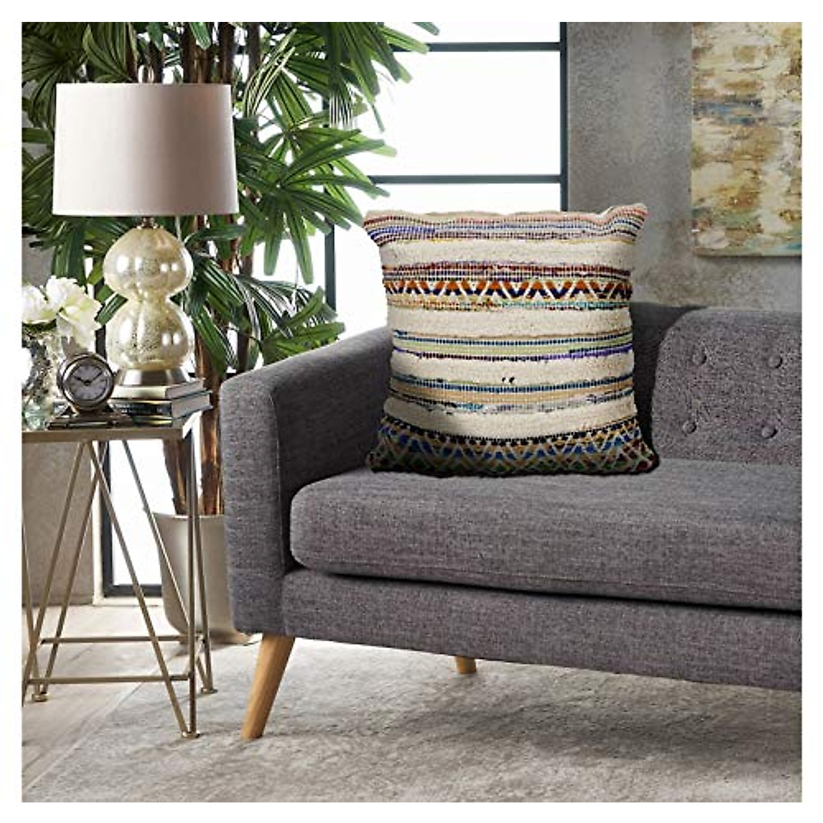 LR Home Callie Throw Pillow, 18" x 18", Multi/Natural