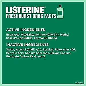 Listerine Freshburst Antiseptic Mouthwash for Bad Breath, Kills 99% of Germs That Cause Bad Breath & Fight Plaque & Gingivitis, ADA Accepted Mouthwash, Spearmint, 1 L, Pack of 2