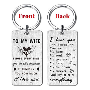 Gezxin Valentines's Day Gifts for Wife- Romantic Wife Birthday Anniversary Keychain from Husband- Mother's Day Gifts for Wife Easter Christmas Xmas Wedding Day