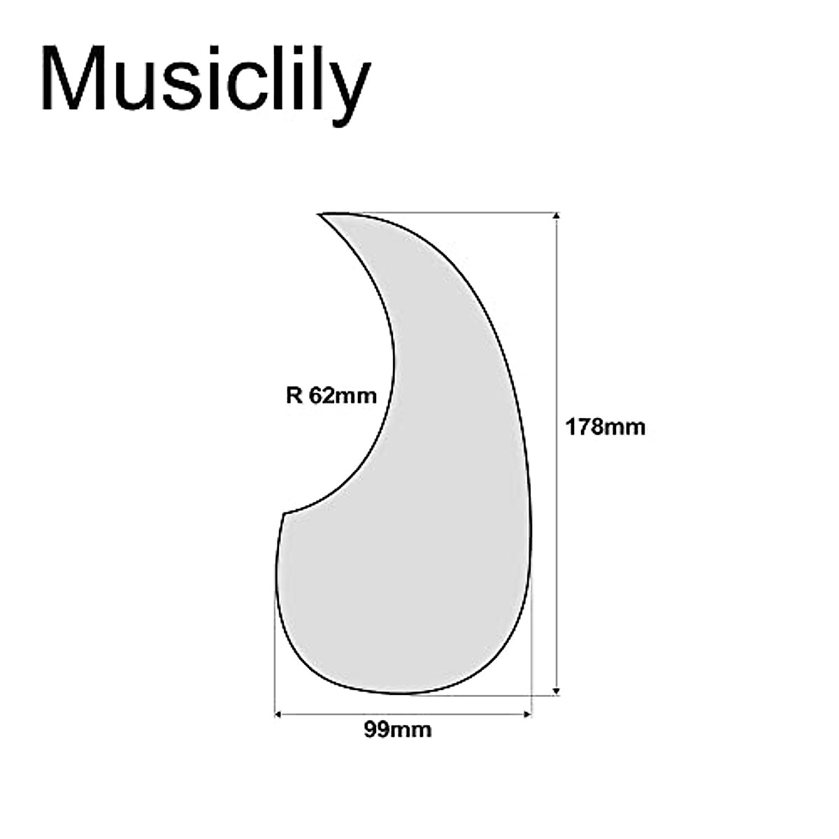 Musiclily Self Adhesive Acoustic Guitar Pickguard for Martin D28 Style guitar, Black