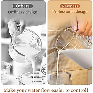 NCnnwovf 500ML Glass Measuring Cup With Handle, High Borosilicate Glass Three Scales V-Shaped Spout Clear Measuring Cup (OZ, Cup, ML/CC) Easy To Read Kitchen Tools