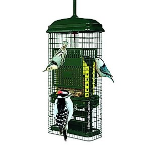 Squirrel Buster Suet Squirrel-proof Suet Bird Feeder w/2 Suet Cake Trays, 2 Crumb Ports, Mess-free Suet Loading,Green