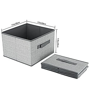 Dayard Fabric Bins [3-Pack], Foldable Cube Baskets Storage Boxes for Shelves, Closet, Bookshelf, Nursery Organizer Containers, 11 x 11 x 8 inch Grey