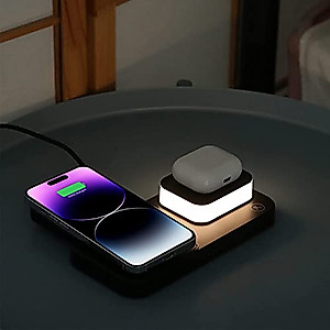 Wireless Charging Station Compatible with Apple iWatch8/Ultra/7/SE/6/5/4/3/2, 3 in 1 Wireless Charger Nightlight for Airpods 2/3/Pro iPhone 14 Plus/13/12/Pro MAX/Mini/11/XS/XR/8 and Samsung(Black)