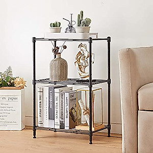 MZG Steel Storage Shelving 3-Tier Grey Utility Shelving Unit Steel Organizer Wire Rack for Home,Kitchen,Office (18-in W x 12-in D x 26-in H)