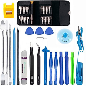 Electronics Screen Opening Pry Tool Repair Kit with Steel and Carbon Fiber Nylon Spudgers, Professional 46 in 1 Mobile Phone Screen Opening Repair Tools Set for Open Cellphone, Laptops, Tablets