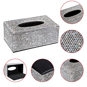 Sumnacon Tissue Box Cover Bling Tissue Box for Bathroom Sparkling Rectangular Tissue Box Holder with Magnetic Gorgeous Tissue Holder for Table Countertop Decorative Tissue Cover for Home Office Car