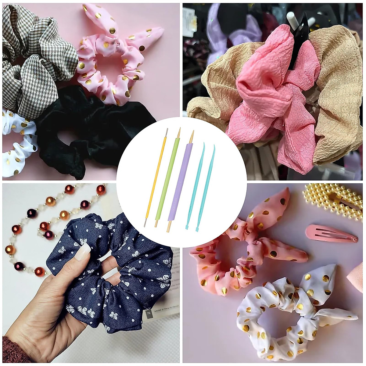 3pcs Quick Turn Fabric Set, 3 Sizes Quick Turn Fabric Tube Turners with 2 Needle Threaders, Tube Turner Sewing Tool for Crafts DIY Handmade Knitting Accessories