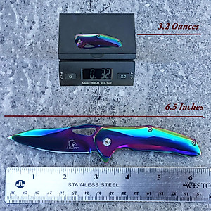 Falcon KS33407 6.5" in. Multicolor Folding Pocket Knive with 2" Clip Point Blade for Outdoor, Tactical, Survival and EDC