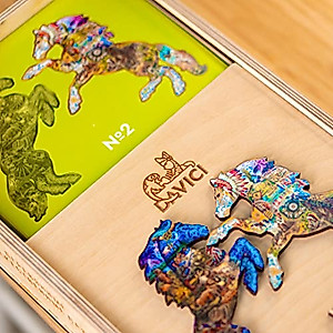 DAVICI - Wooden Jigsaw Puzzles for Adults | Exclusive Wooden Puzzle for Adults, Teens, Family | Uniquely Shaped Jigsaw Puzzles | Exclusive Wood Puzzle | Large | 12.8x15.9 in | 2x130 pcs | The Mustangs