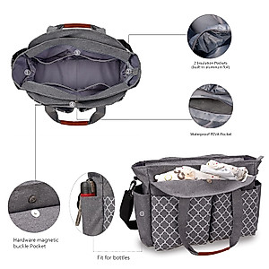 MEYTEILAY Diaper Bag Tote Baby Changing Bag Large Baby Bags for Mom with Changing Station Multifunction Travel Diaper Bag for Women（Grey）