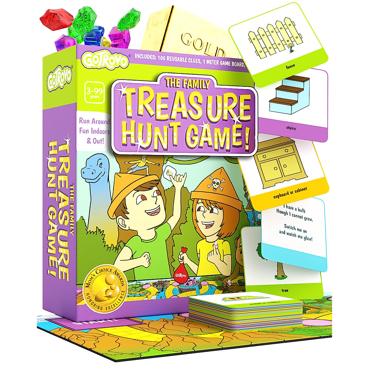 GOTROVO The Family Treasure Hunt Game! Active Search and Find Treasure Hunt Game for Kids | Best Cooperative Board Games for Kids Ages 4-8