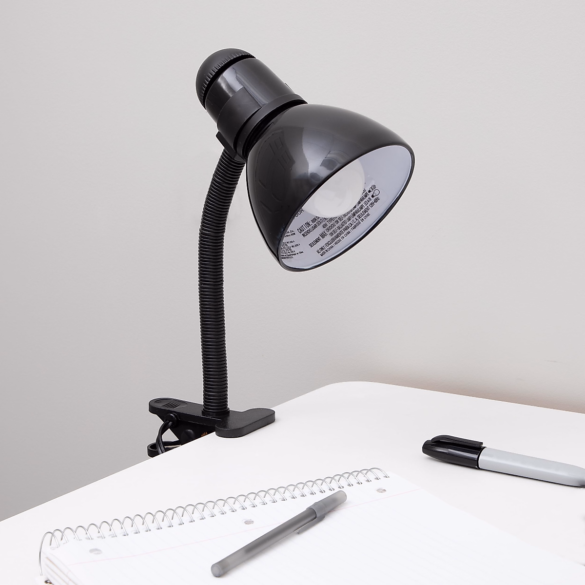 V-Light Black Adjustable Desk Lamp with Heavy Duty Clamp Clip, Flexible Gooseneck Lamp, Bed Light, Reading Lamp, or Study Light, 14 inches