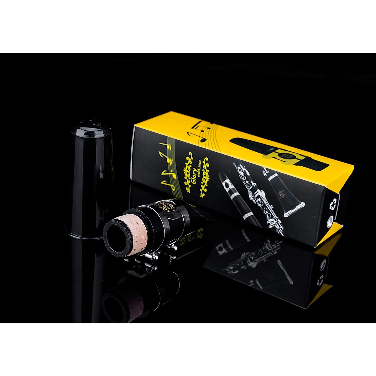 Glory Clarinet Mouthpiece Kit with Ligature,one Reed and Plastic Cap~black, Click to See More Colors