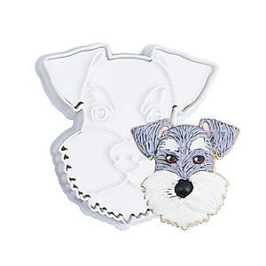 Flycalf Dog Cookie Cutter Schnauzer Baking Dough Tools with Plunger Stamps PLA Accessories Cutter Molds Gifts for Kids Decorative Party 3.5" Kitchen Cake Supplies