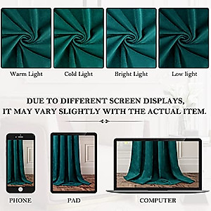 HOMEIDEAS Emerald Green Velvet Curtains 84 inches Long 2 Panel Heavy Duty Dark Green Curtains for Living Room Thermal Insulated Grommet Window Curtains for Bedroom