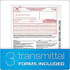 TOPS 1099 MISC Forms 2019, 5 Part Tax Forms, 50 Recipients Laser/Inkjet Forms, 3 1096 Summary Forms (TXA22993), White (TX22993)