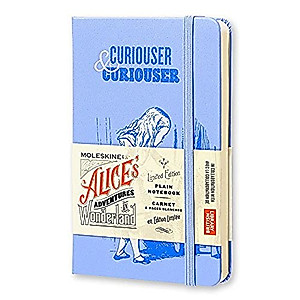 Moleskine Limited Edition Alice in Wonderland Notebook, Hard Cover, Pocket (3.5" x 5.5") Plain/Blank, Powder Blue, 192 Pages