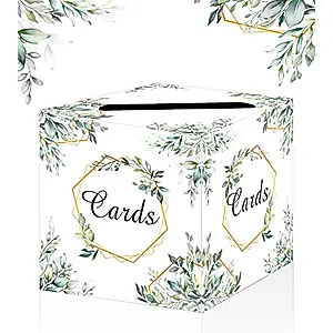 Greenery Card Box Floral Money Card Box Gift Card Holder Box Card Box Holder for Wedding Reception Baby Shower Birthday Party Supplies