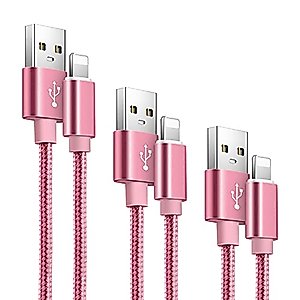[Apple MFi Certified] iPhone Charger 3 Pack 10ft 6ft 3ft iPhone Charging Cables Nylon Braided Long USB Cable iPhone Charger Cord Compatible with iPhone 12 Pro Max 11 10 Xr Xs Max 8 7 6 5 SE - Pink
