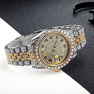 Iced-Out Watches for Men with Big Rhinestone Hip Hop Wristwatch