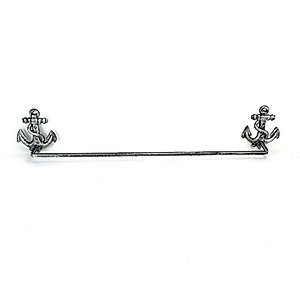 Hampton Nautical Antique Silver Cast Iron Anchor Bath Towel Holder 28"-Nautical Beach Bathroom Decoration