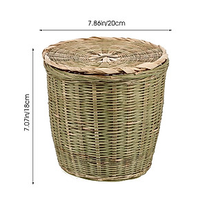 Luxshiny Wicker Waste Basket with Lid Bamboo Woven Trash Can Garbage Container Bins Flower Basket for Bathroom Kitchen Home Office