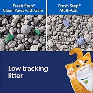 Fresh Step Clean Paws Cat Litter With Febreze Freshness With Febreze Gain Scent, Low-Tracking Clumping Litter With Guaranteed Odor Control, 22.5 lb. Box
