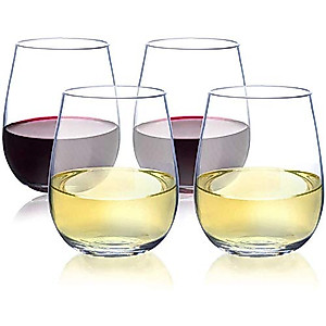 YO BISTRO Unbreakable Stemless Wine Glasses | Set of 4 + Gift Box | 100% Tritan Shatterproof Plastic | 16 Oz | Dishwasher Safe