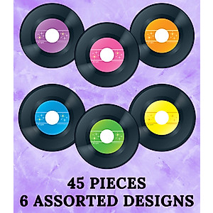 Carson Dellosa Colorful 45 Piece Vinyl Records Bulletin Board Cutouts, Colorful Vinyl Records Bulletin Board Decorations, Paper Records Music Classroom Décor