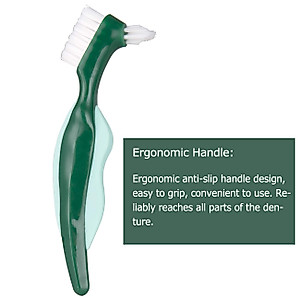 Alsunny Stiffness, Hard Denture Brush Toothbrush with Premium Carrying Case for Denture Care,Denture Double Sided Brush Cleaning False Teeth(2 Pack)