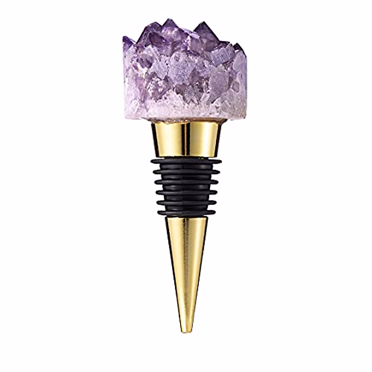 Crystal Wine Bottle Stoppers Natural Gemstone Wine Saver with Gift Box for Parties Wedding & Decoration (Amethyst Druzy)