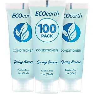 EcoEarth Travel Size Conditioner (1 fl oz, 100 PK, Spring Breeze), Delight Your Guests with Revitalizing and Refreshing Hotel Conditioner, Quality Small Size Travel Amenities Hotel Toiletries in Bulk