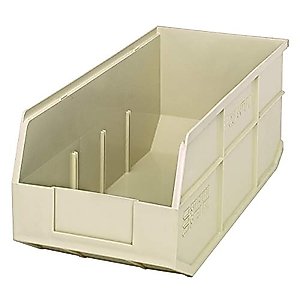 Quantum Storage K-SSB463IV-4 4-Pack Stackable Plastic Shelf Bin, 18" x 8-1/4" x 7", Ivory