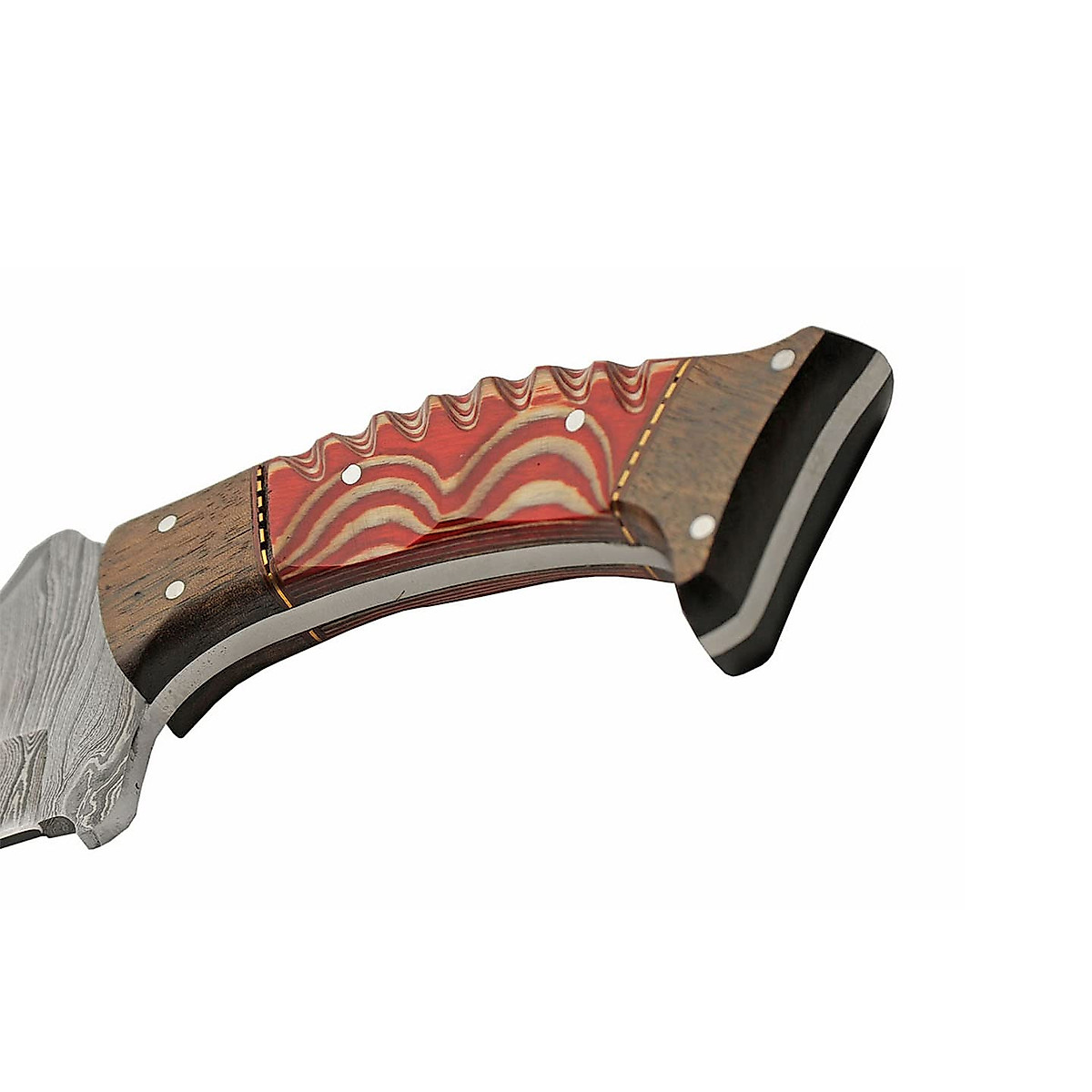 Damascus Steel Red Pueblo | Wood Handle 8 inch Hunting Knife