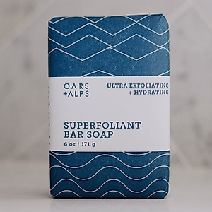 Oars + Alps Superfoliant Exfoliating Men's Bar Soap, Dermatologist Tested and Made with Clean Ingredients, Travel Size, 1 Pack, 6 Oz